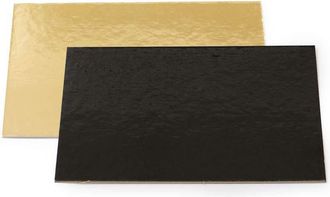 Decora 0932591 Tortenunterlage aus Karton, mit Kunststoff überzogen, 3 mm dick, Ideal zum Präsentieren und Servieren von Desserts, Gold und Schwarz, Rechteck