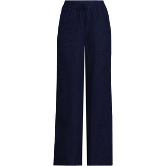 Lands End Leinen-Schlupfhose mit weitem Bein, Damen, Größe:40-42 petite, Blau, Leinen, by Lands End
