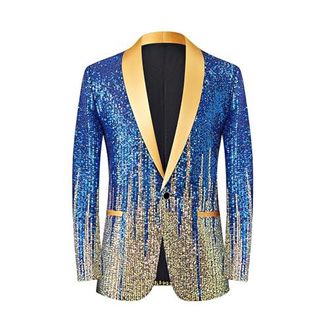 Generic Costume à paillettes pour homme - Style tendance - Couleurs brillantes - Blazer décontracté - Costume de performance pour homme - Costume de smoking à