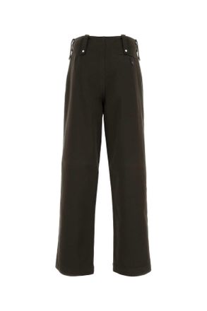Burberry Mens Chocolate Cotton Wide-Leg Pant Otter Exterior: Pantaloni Trousers