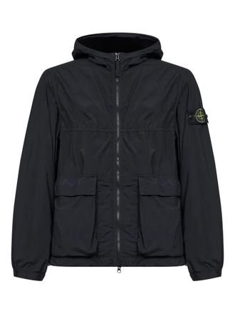 Stone Island logo-patch hooded jacket - Noir