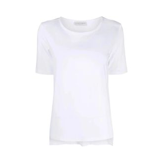 Le Tricot Perugia Wei&szlig;e T-Shirt mit kurzen &Auml;rmeln und asymmetrischem Saum - - Tops - Damen - Wei&szlig; - M