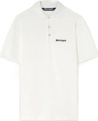 Palm Angels Femme, Tops, Blanc, Taille: 44 FR Logo-print Cotton Polo