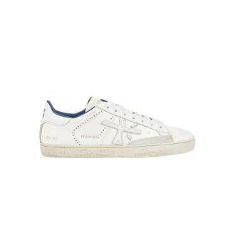 Premiata Homme, Chaussures, Blanc, Taille: 42 EU Baskets Blanches avec D&eacute;tails Bleus