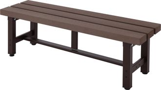 Mendler Alu Gartenbank HWC-K60, Bank Parkbank Sitzbank Balkonbank, wetterfest WPC 120cm, braun