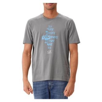 C.P. Company Graues Frontlogo T-Shirt - - Tops - Herren - Grau - L