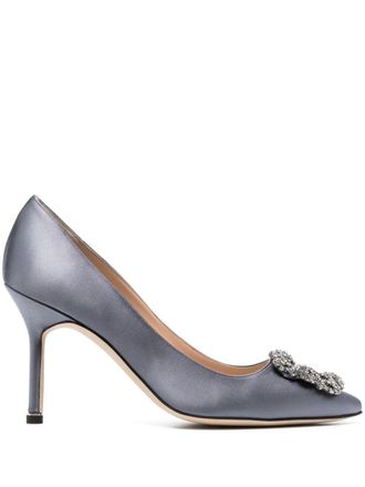 Manolo Blahnik Hangisi Pumps aus Satin 90mm - Blau