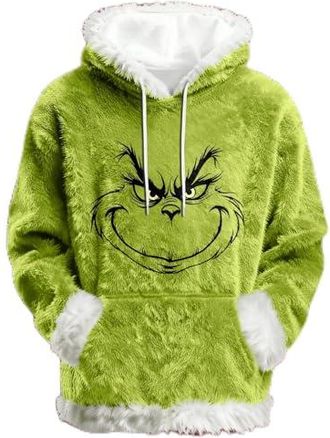 Generic Le Grinch Sweat A Capuche Femme Noel Plaid Sweet Pulls Christmas De Oversize 2025 Moche Costume Adulte Chaud Pull The Sweatshirts No&euml;l Vetement Hiver 