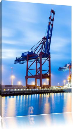 Pixxprint Containerkran im Hafen, Größe: 60x40cm, Leinwandbild, fertig gespannt, Wandbild, Dekoration, Kunstdruck, kein Poster