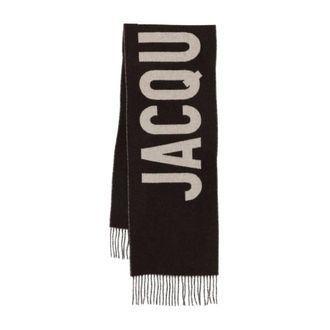 Jacquemus &Eacute;charpe en Laine Marron avec Logo - Femme - Accessoires - Brun - Taille: ONE Size
