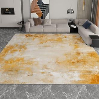 Generic Tapis de Chambre Abstrait Jaune, Paillasson Moquette de Salon &agrave; Poils Ras, Texture De Peinture Ancienne Imprim&eacute; Lavable Tapis Int&eacute;rieur pour D&eacute;cor de 