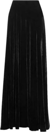 Generic Jupe longue plissée en velours noir pour femme - Taille élastique - Longueur cheville, Longueur : 105 cm, 48