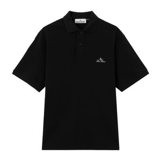 Stone Island Homme, Tops, Noir, Taille: 3XL Polo Piqu&eacute; Manches Courtes