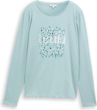 Tom Tailor Damen 1048951 Langarmshirt mit Print, 27450-White Moss, M