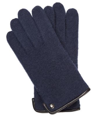 Roeckl Walkhandschuhe aus Schurwolle mit Lederpaspel-B&uuml;ndchen in