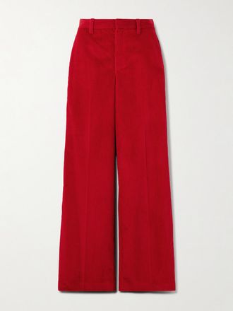 Brunello Cucinelli Pantalon Large En Velours De Coton C&ocirc;tel&eacute; - Rouge