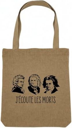 Fabulous Sac Shopping Tote Bag Aspect Lin - J&eacute;coute les morts Bach Mozart Beethoven Musique Compositeur Classique - Sac de Courses Toile Epaisse 360g Beige Nat