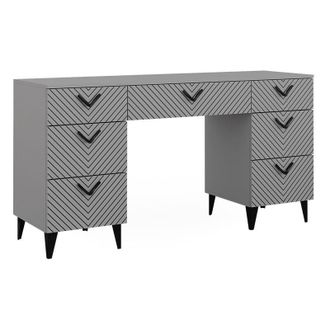 Vicco Schminktisch Anett, Grau, 150 cm ohne Spiegel, mit 7 Schubladen Vicco