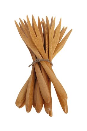 House Doctor 205400105 Gabel, Bamboo, 12 St&uuml;ck/Pack, l: 14 cm, Aluminium, Holzfarbe