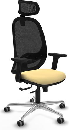 Piqueras y Crespo B&uuml;rostuhl mit Rollen, 2D-Armlehnen, h&ouml;henverstellbare Lendenwirbelst&uuml;tze und Kopfteil, h&ouml;henverstellbar und neigbar, Schwarz/Cremefarben