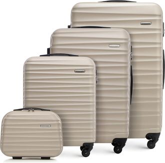 Wittchen Reisekoffer 4er Koffer-Set Rollkoffer Trolley Handgep&auml;ck Gep&auml;ck Reisekoffer Set Hartschale aus ABS 4 Spinner-Rollen Zahlenschloss Groove Line beige Lu