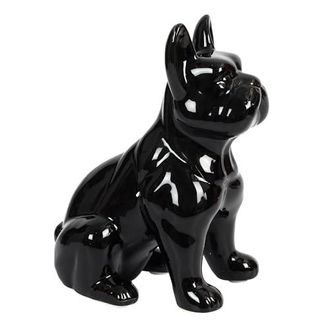 The Home Deco Factory HD1316 Sculpture en C&eacute;ramique Bulldog Noir - Design Moderne et Chic - Con&ccedil;ue pour Cadeau D&eacute;coratif - Hauteur 20 cm - &Eacute;l&eacute;ment &Eacute;l&eacute;gant pour Int&eacute;rieur