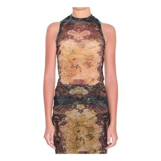 Jean Paul Gaultier Femme, Tops, Multicolore, Taille: 38 FR Mesh Tank Top Printed M&eacute;daillon