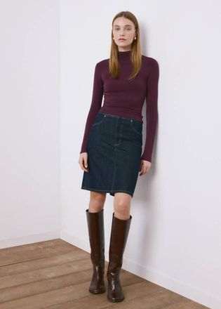 Mango T-shirt manches longues col montant bordeaux - Femme - XS - MANGO