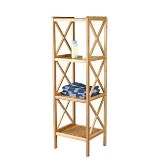 MSV Badregal Bambus 119 x 33 x 36,5 cm Bambusregal mit 4 Ablagen Standregal K&uuml;chenregal