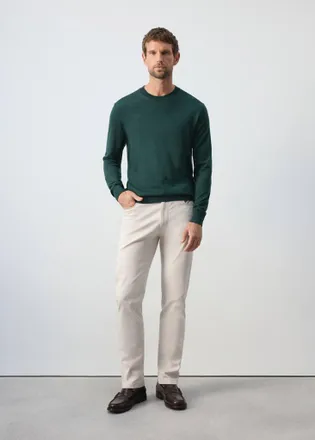 Mango Pull 100 % laine maille fine vert fonc&eacute; - Homme - XXL - MANGO MAN