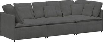 vidaXL Modulares Sofa mit Kissen Cordstoff Dunkelgrau Vidaxl