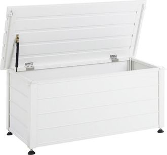 Beliani Beliani - Coffre de jardin en aluminium 113 x 50 x 52 cm - R&eacute;sistant &agrave; leau - Capacit&eacute; 190L - Finition rev&ecirc;tue de poudre - Blanc