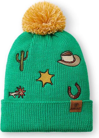 Ariat Kids Arlo Beanie Hat in Teal Patchwork, Size OS, by Ariat