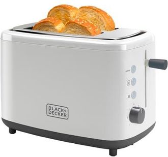 Black+Decker Black+Decker + Decker BXTO820E - Toaster 820W. 2 breite Toastschlitze. 7 Röstgradstufen. Automatische Brotzentrierung. Weiß, Plastik, 2 Breite Toastka