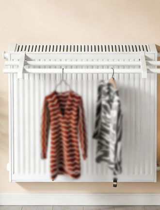 Generic Heizk&ouml;rper-Handtuchhalter-Heizungshalter, platzsparendes Badezimmer-Aufbewahrungsregal ohne Bohrinstallation(Double bar,60cm/24in)