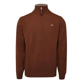 GANT Fleece f&uuml;r Herren, mit halbem Rei&szlig;verschluss, Schafwolle (Braun)