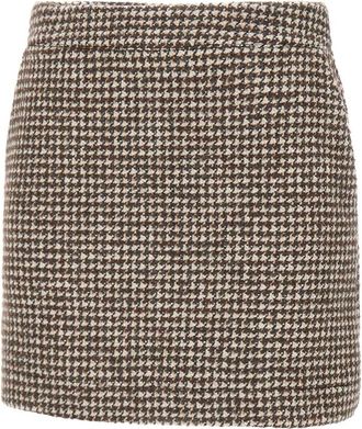 Kaos Kaos, Femme, Jupes, Brun, Taille: 36 FR Houndstooth Mini Skirt