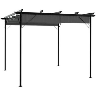 vidaXL Vidaxl - Pergola avec toit r&eacute;tractable anthracite 3x3 m acier 180 g/m&sup2;