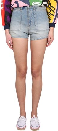 Kenzo Button & Zipper Closure Denim Shorts - Blue