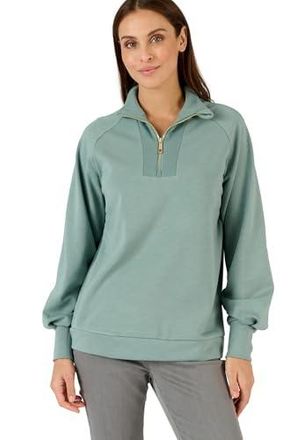 Damart Sweat-Shirt en Molleton Col Camionneur Zipp&eacute;, Femme, Col Montant, Vert Jade, 42/44