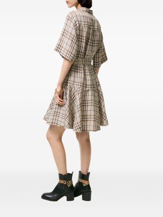 Burberry Burberry Check Linen Blend Dress - Beige