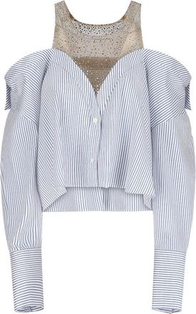 Giuseppe Di Morabito Femme, Blouses et Chemises, Multicolore, Taille: 36 FR Oversized Poplin Shirt