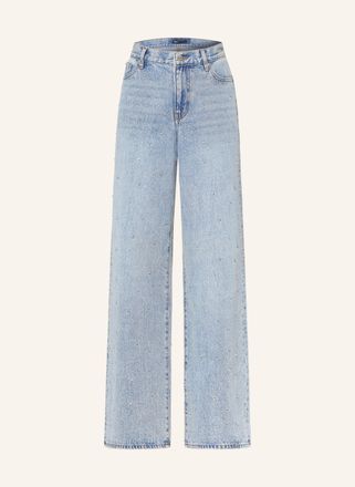 Maje Wide Leg Jeans Mit Schmucksteinen blau