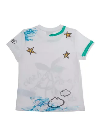 Moschino Boys Kids T-Shirt Crew Neck White Cotton T-Shirts And Polos