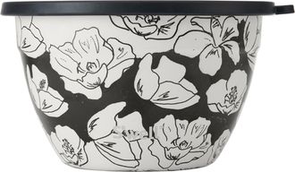 Swell Salatsch&uuml;ssel-Set aus Edelstahl, 1,9 l, Bl&uuml;ten anthrazit, mit 60 ml Gew&uuml;rzbeh&auml;lter und abnehmbarer Schale zur Organisation, auslaufsicher, leicht zu r