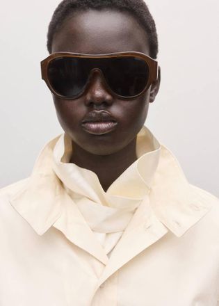 Mango Lunettes de soleil aviateur avec monture en ac&eacute;tate marron - Femme - Taille unique - MANGO