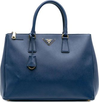Prada Shopper - Large Saffiano Lux Galleria Double Zip Tote - Gr. unisize - in Blau - f&uuml;r Damen