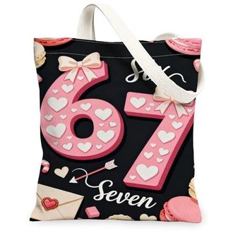 Generic Sacs fourre-tout en toile motif coeurs pour la Saint-Valentin, sacs &agrave; provisions r&eacute;utilisables, l&eacute;gers et lavables avec bandouli&egrave;re, noir, 13x15 Inch