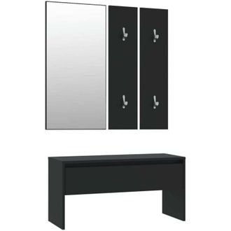 vidaXL Ensemble de meubles de couloir noir bois ding&eacute;nierie