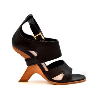 Alexander McQueen Schwarze Ledersandalen mit Schnalle/Schleife - - Shoes - Damen - Schwarzk - 37 EU